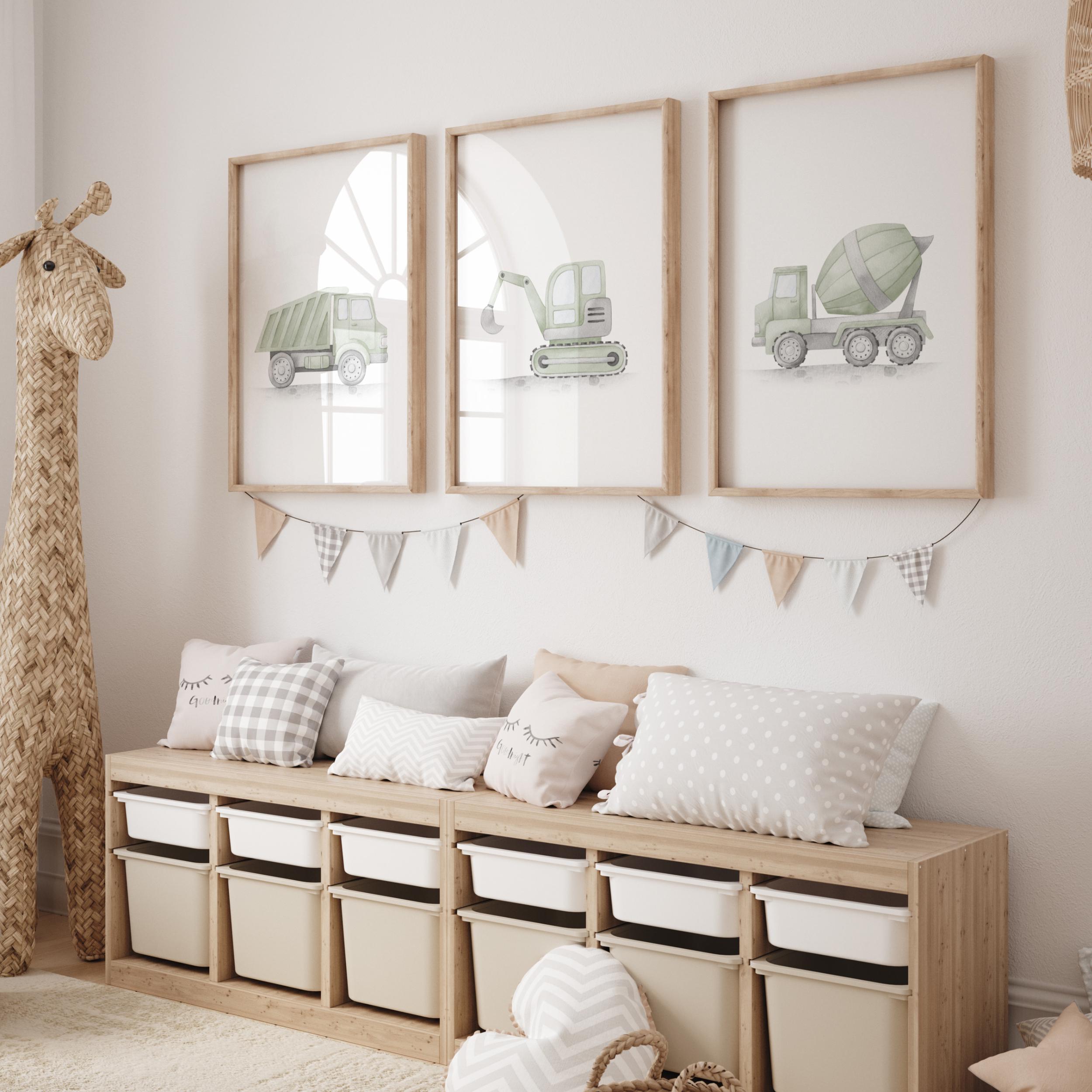 Sage Green Construction Vehicle Print,transport Poster,sage Green ...