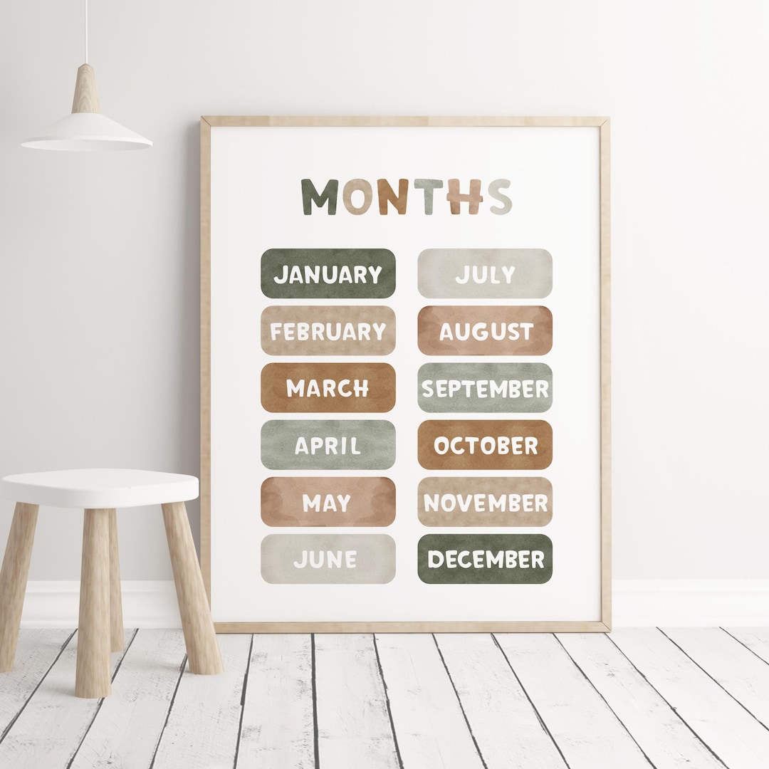 Months of the Year Watercolor Print: Boho Nursery Decor (digital ...
