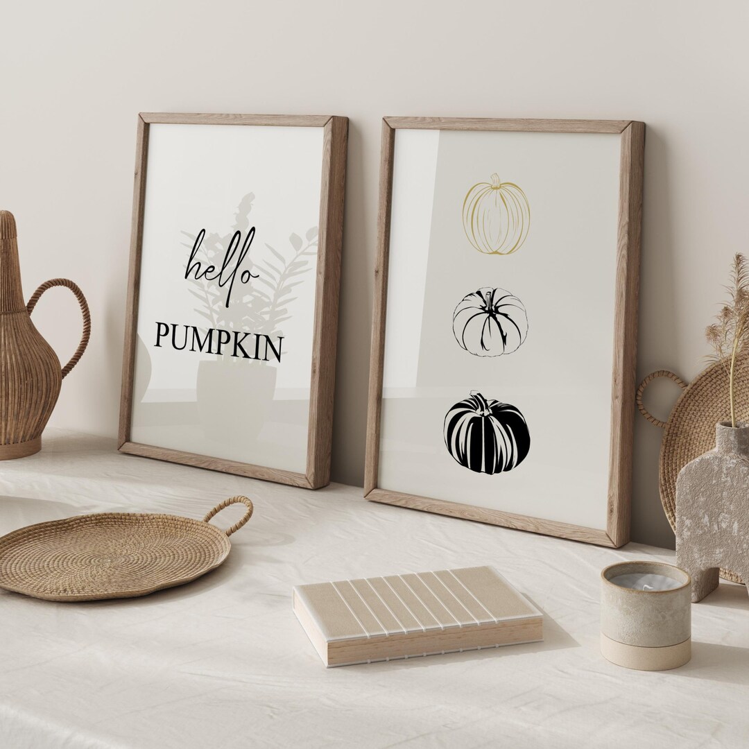 Minimal Pumpkin Printable Line Art Set Hello Pumpkin Poster Nordic Wall ...