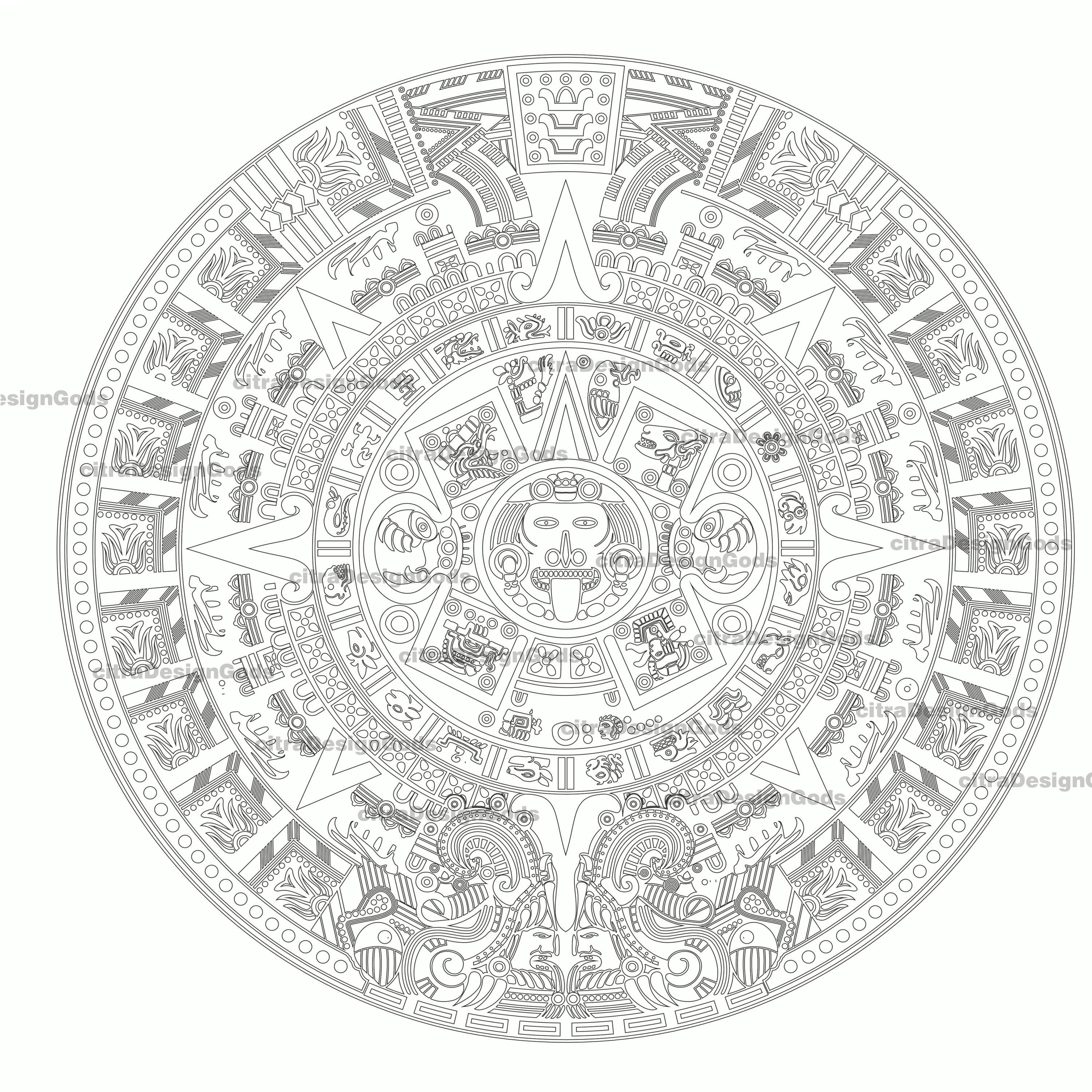 Vector Models for Laser Cutting and Cricut - Mayan Calendar, Mayan ...