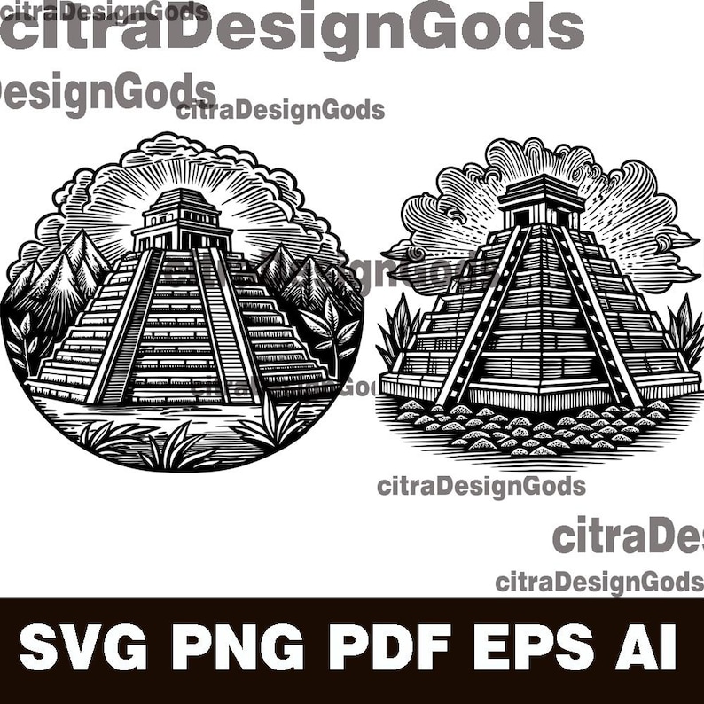 Mayan Pyramid Art SVG / Chichen Itza Wall Art / Aztec Pyramid /digital ...