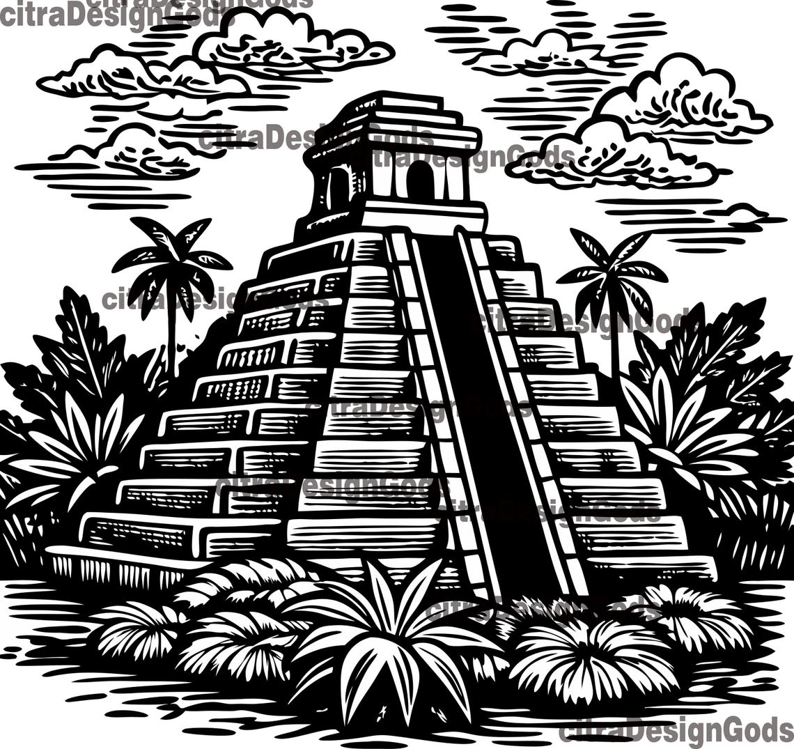 Mayan Wall Art SVG / Chichen Itza Wall Art Svg / Mayan Pyramid /digital ...