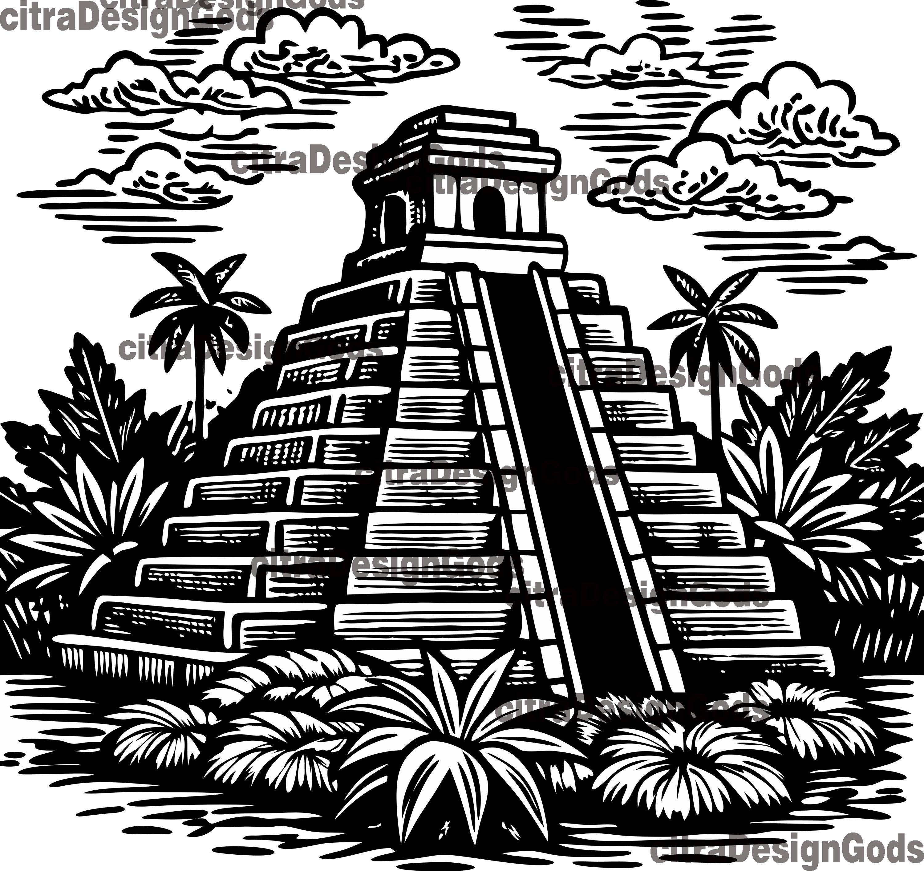 Mayan Wall Art SVG / Chichen Itza Wall Art Svg / Mayan Pyramid /digital ...