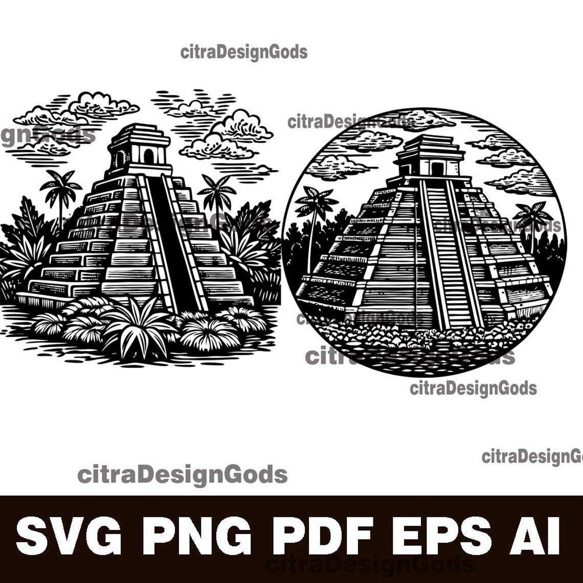 Mayan Wall Art SVG / Chichen Itza Wall Art Svg / Mayan Pyramid /digital ...
