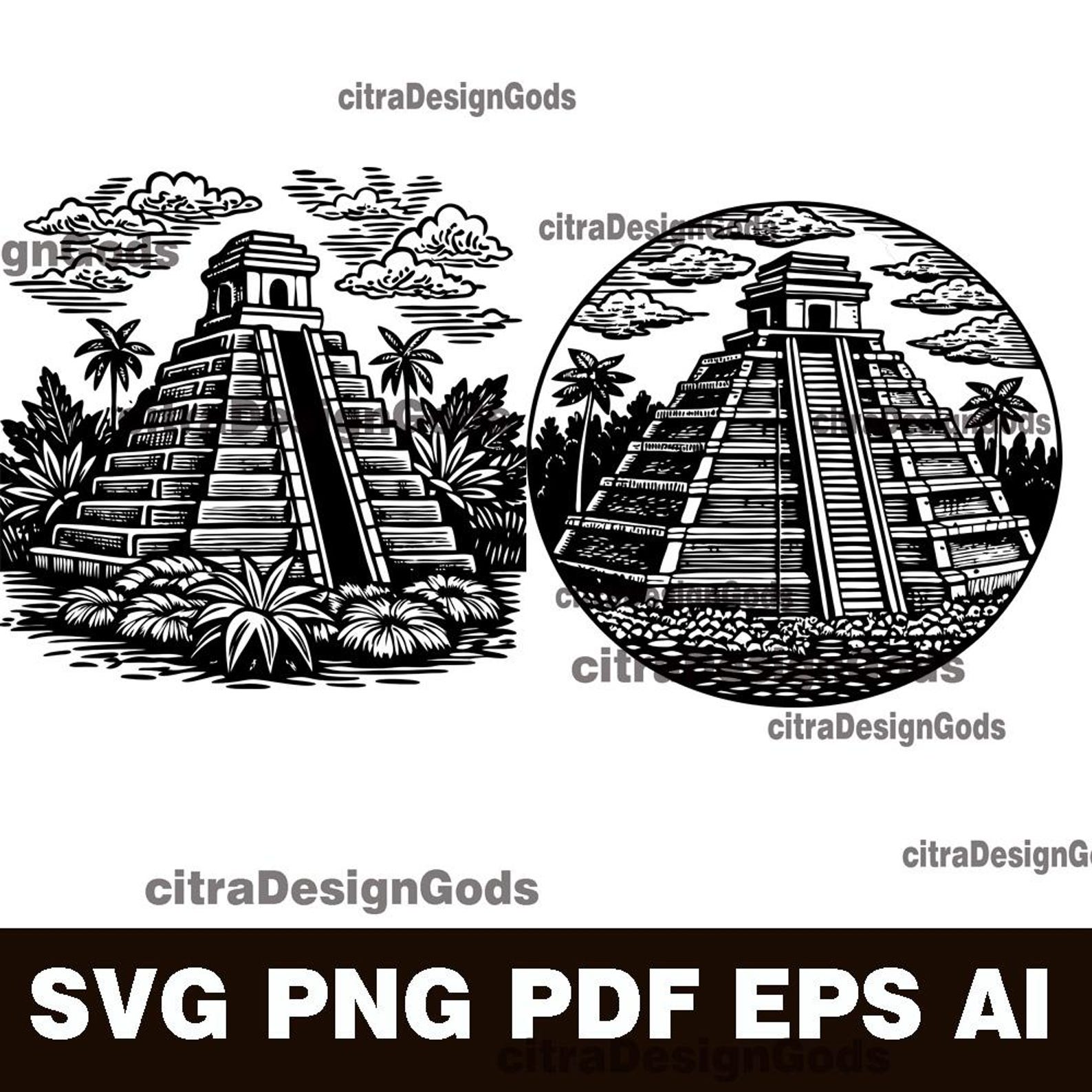 Mayan Wall Art SVG / Chichen Itza Wall Art Svg / Mayan Pyramid /digital ...