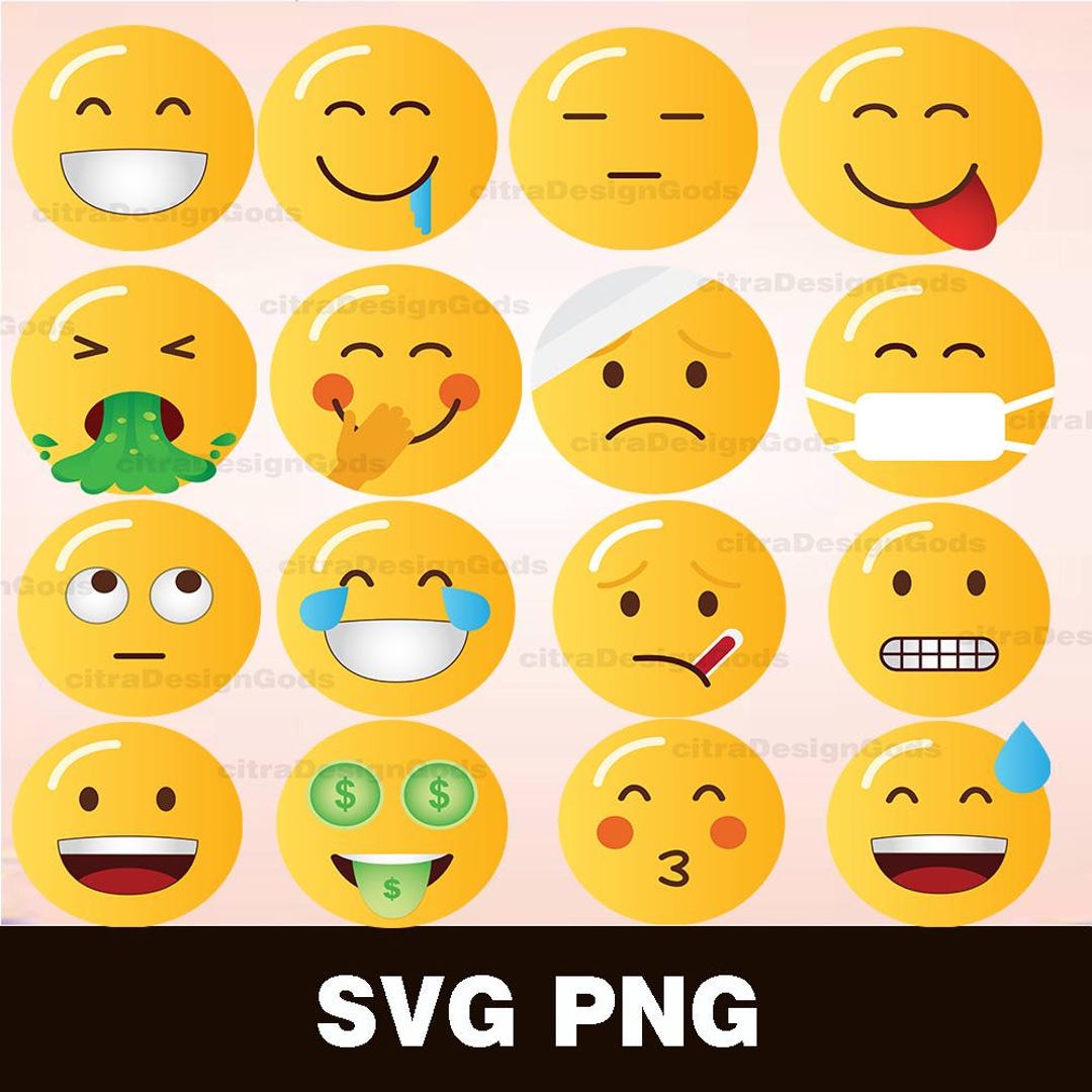32 Emoji Faces SVG, Emoji Face Collection Svg, Emoji Vectors Collection ...