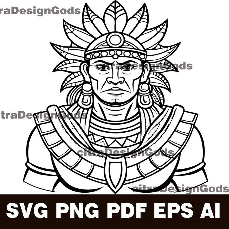 Guerrero azteca SVG, guerrero maya SVG, archivo para cortar papel, SVG ...