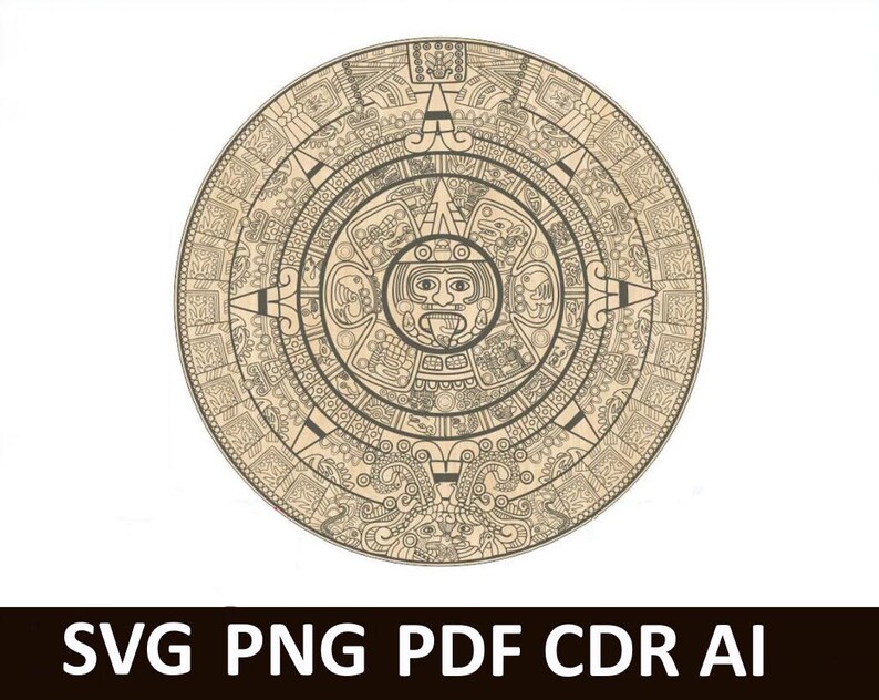 Modelos vectoriales para corte láser y Cricut: calendario maya ...