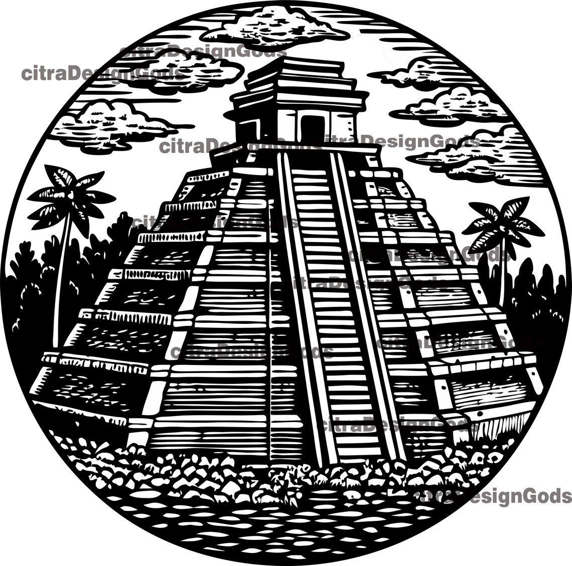 Mayan Wall Art SVG / Chichen Itza Wall Art Svg / Mayan Pyramid /digital ...