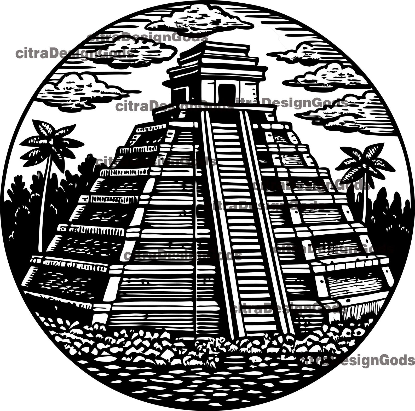 Mayan Wall Art SVG / Chichen Itza Wall Art Svg / Mayan Pyramid /digital ...
