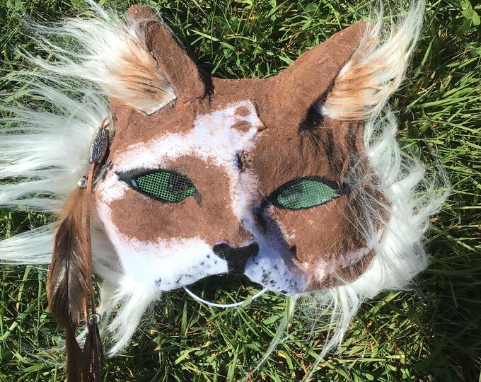 Therian Brown & White Cat Mask - Etsy