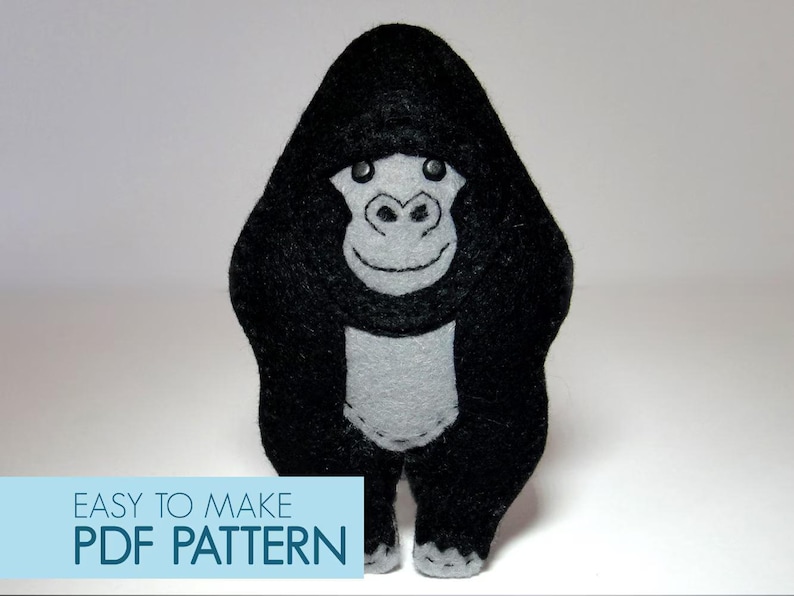 Felt Gerry the Gorilla Sewing PDF Pattern, Stitching Tutorial, DIY ...