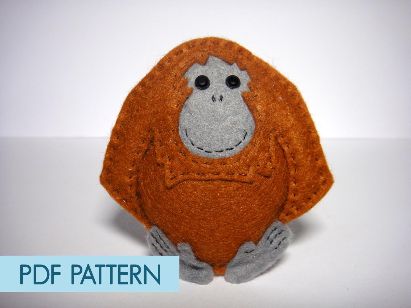 Felt Vito the Orangutan Sewing PDF Pattern, DIY Finger Puppet, Plush ...