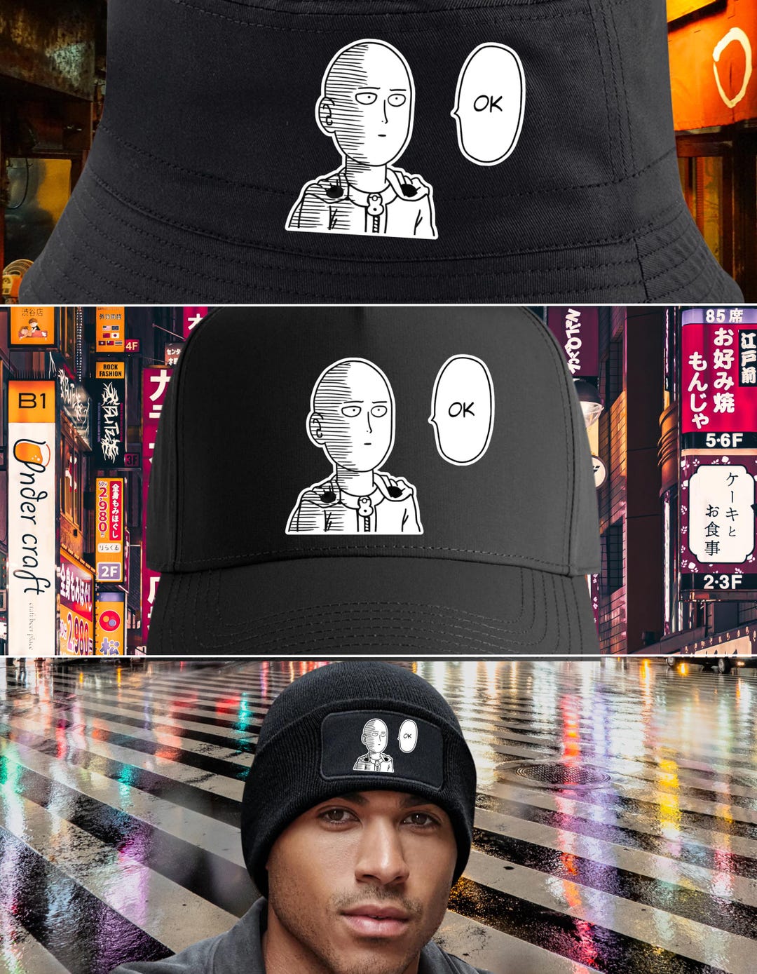 Saitama OK One Punch Man Manga / Anime Inspired Merch Baseball Cap ...