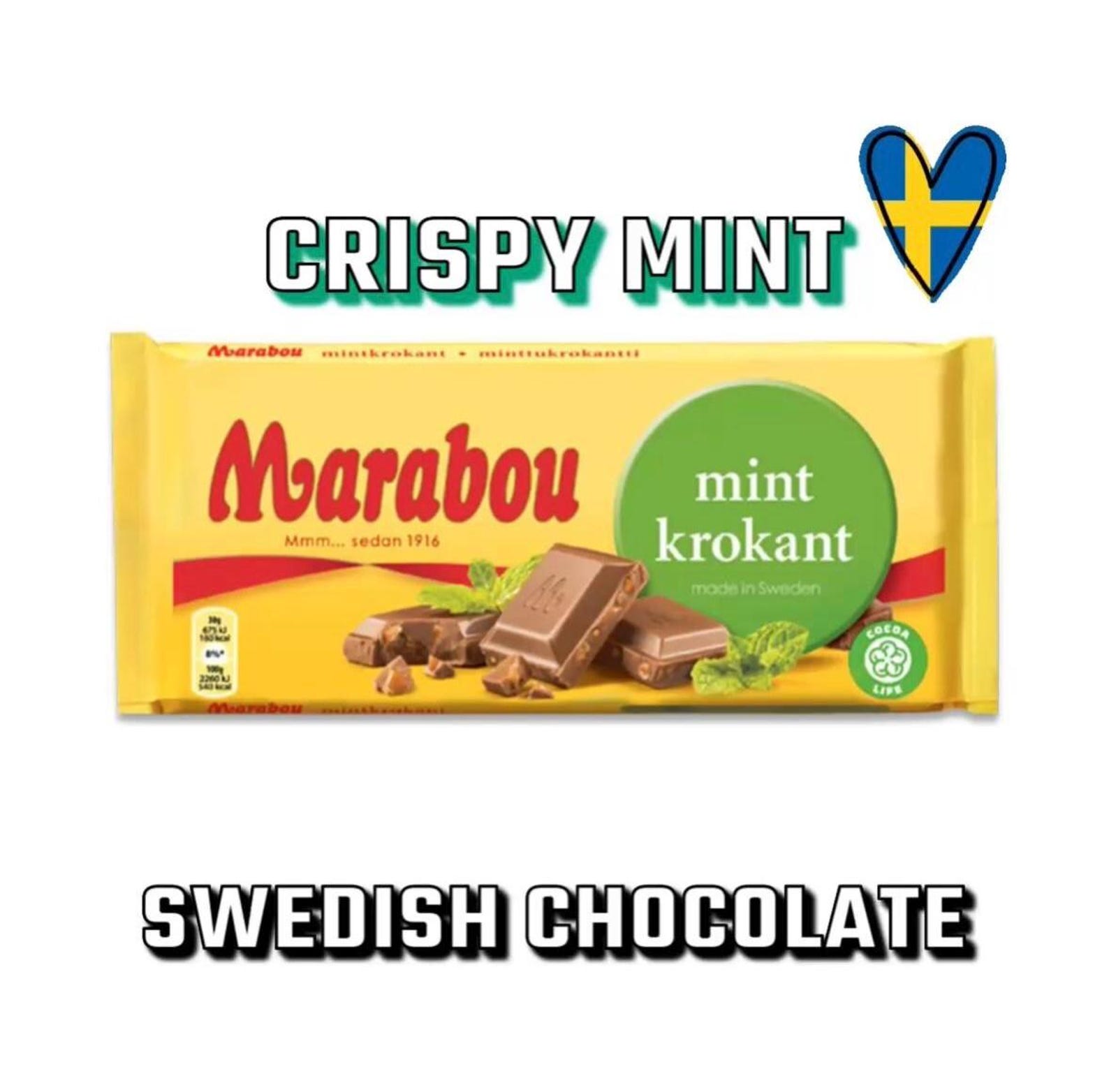 SWEDISH CHOCOLATE MARABOU! Milk Chocolate Crispy Mint | Swedish - Etsy
