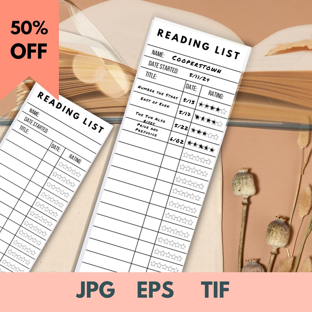 Printable Bookmarks | Reading List Bookmark | Bookmarks | Library Card ...