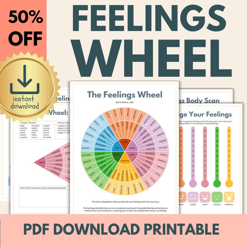 Feelings Wheel, Feelings Thermometer, Coping Skills, Feelings Scale ...