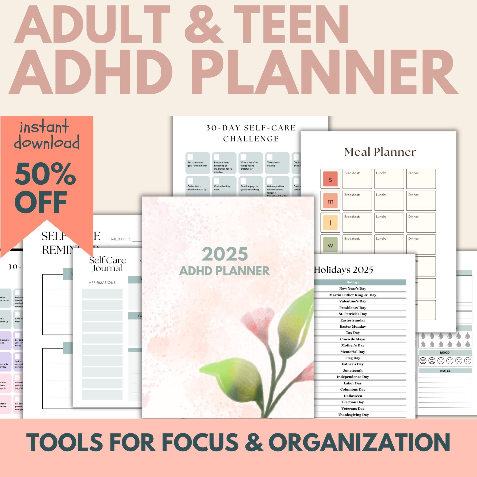 ADHD Planner Workbook Guide ADHD Resources, Journal Prompts, Flashcards ...