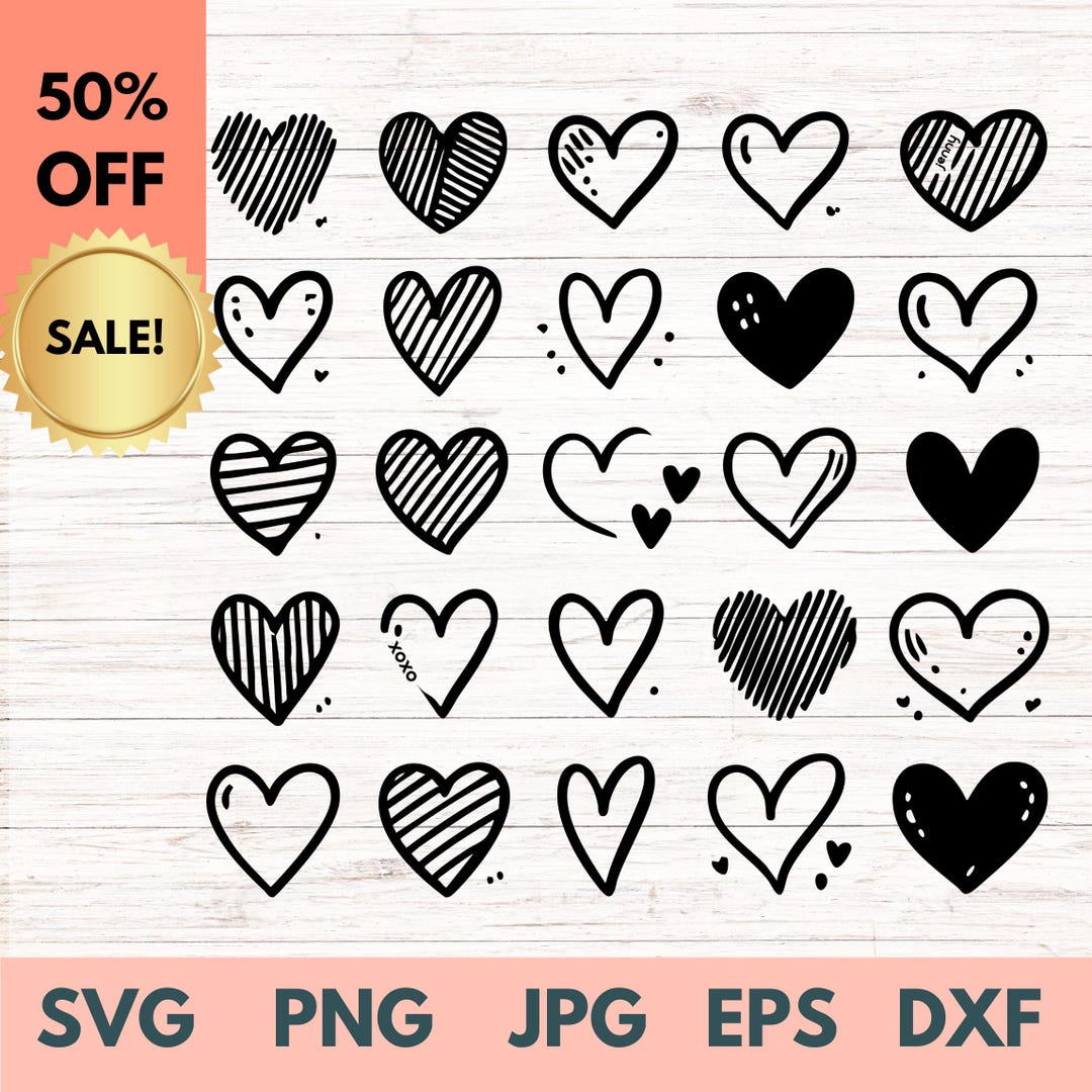 Heart Svg Bundle, Heart Svg, Hand Drawn Heart Svg, Open Heart Svg ...
