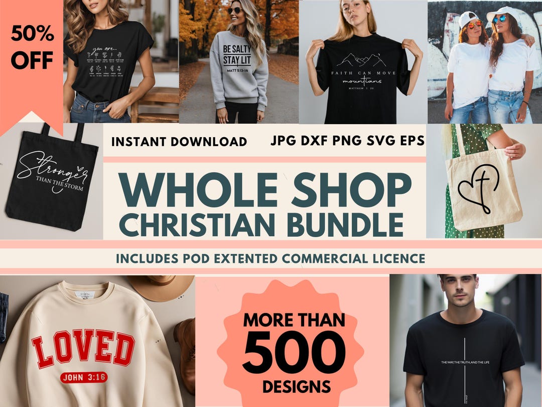 Christian Whole Shop Bundle PNG SVG, Scripture God Quotes Christian ...