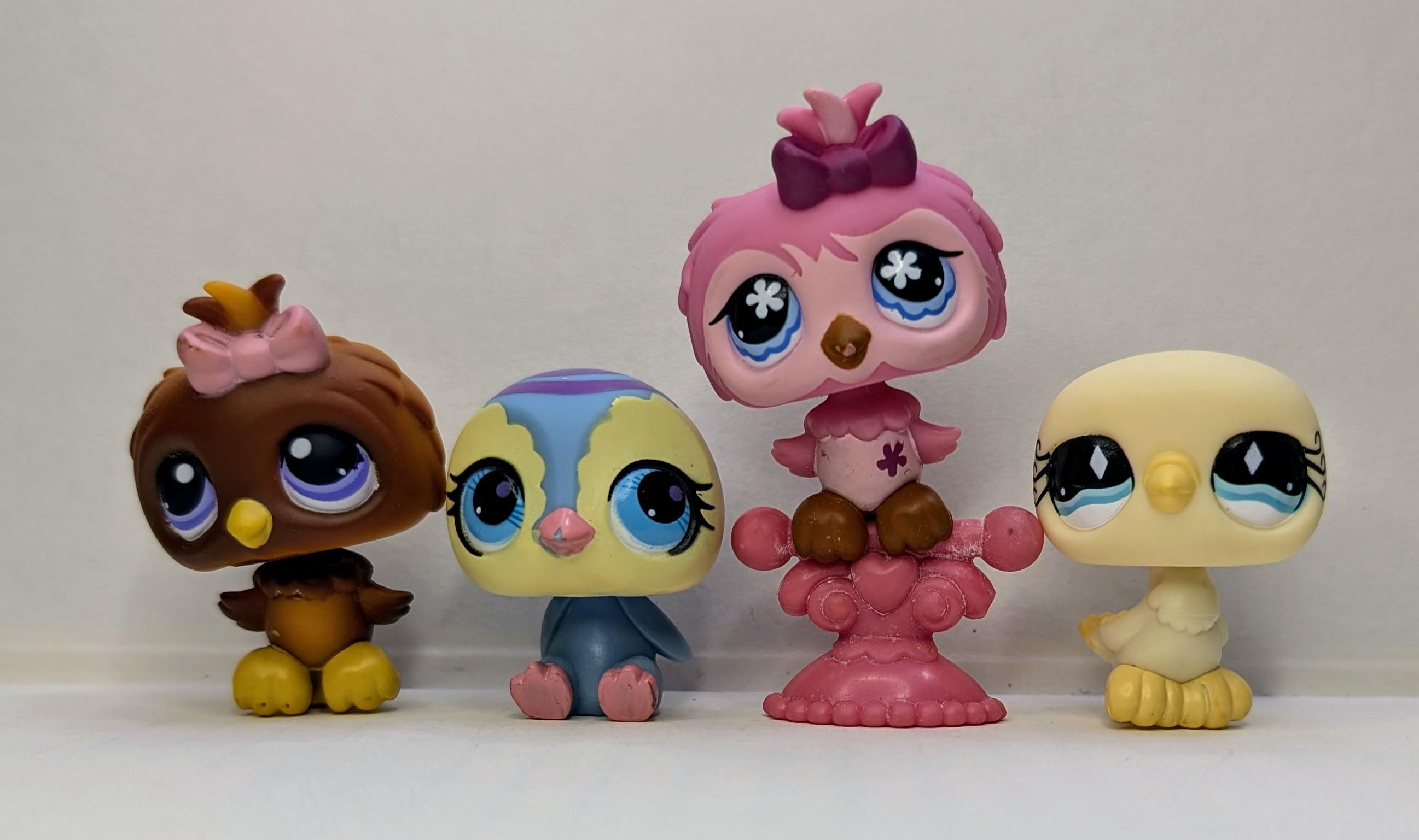 Hasbro - Littlest Pet Shop - LPS - Set of 4 - Pink Owl #496, Brown Owl ...