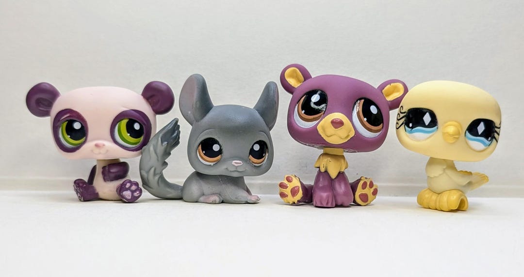Hasbro Littlest Pet Shop LPS Set of 4 Chick 512, Pink Panda 353, Purple ...