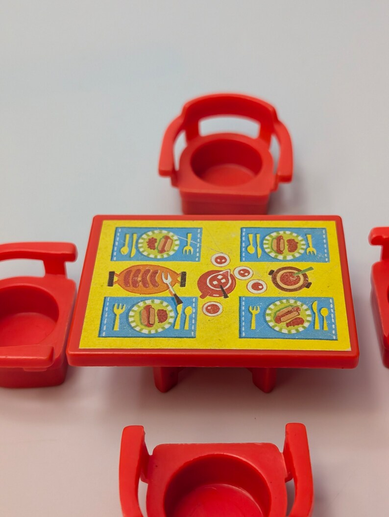 Vintage Fisher-price Little People Table With Hot-dogs and 4 Chairs - Etsy