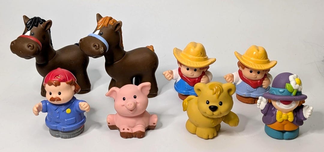 1997 Fisher-price Little People - Set of 8 - Farmer - Brown Horse ...
