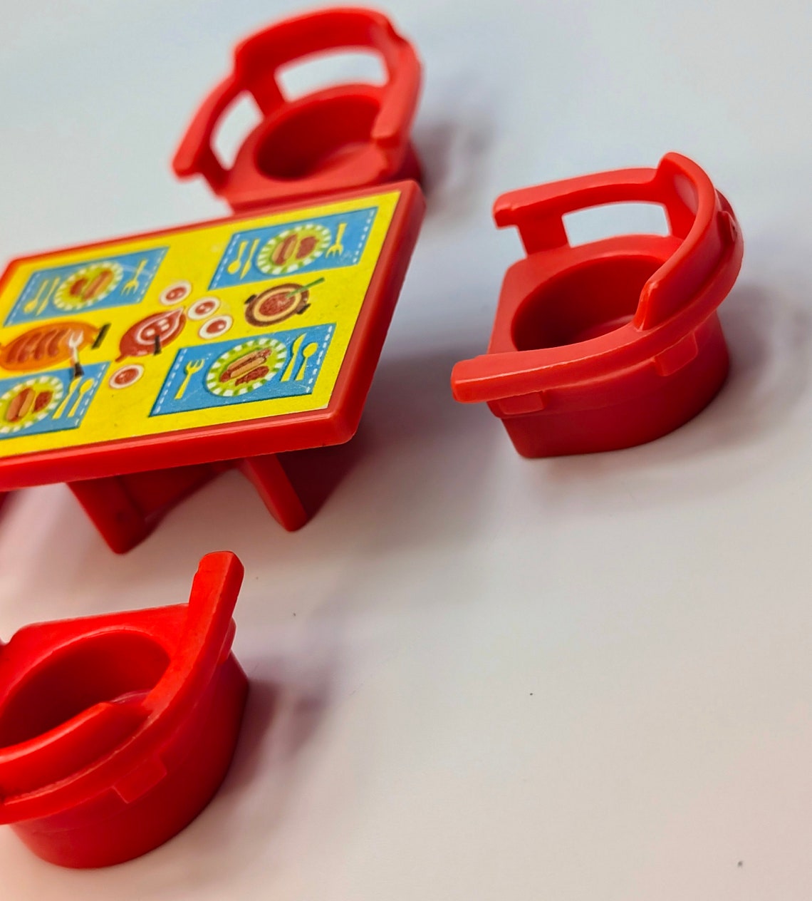Vintage Fisher-price Little People Table With Hot-dogs and 4 Chairs - Etsy