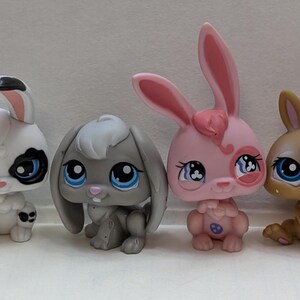 Hasbro Littlest Pet Shop LPS Set of 4 Pink Rabbit 500, Ram Rabbit 346 ...