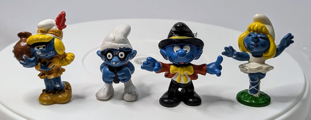 Vintage - the Smurfs - Small PVC Figurines - Lot of 4 - 2''tall ...