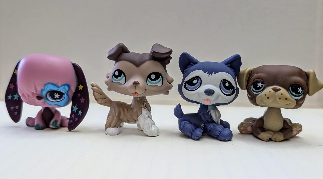 Hasbro - Littlest Pet Shop - LPS - Lot of 4 - Dogs: Colley, Pug ...