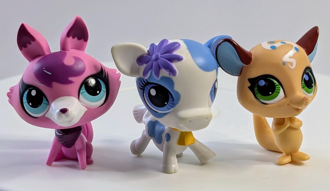 Hasbro - Littlest Pet Shop - LPS - Set of 3 - Cow #3225 - Pink Fox ...