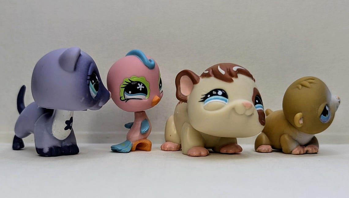 Hasbro - Littlest Pet Shop - LPS - Set of 4 - Hamster #45, Parakeet ...