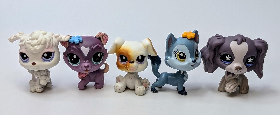 Hasbro Littlest Pet Shop LPS Set of 5 Dogs Poodle 101, Cocker Spaniel ...