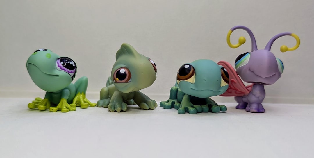 Hasbro - Littlest Pet Shop - LPS - Set of 4 - Butterfly #093, Lizard ...