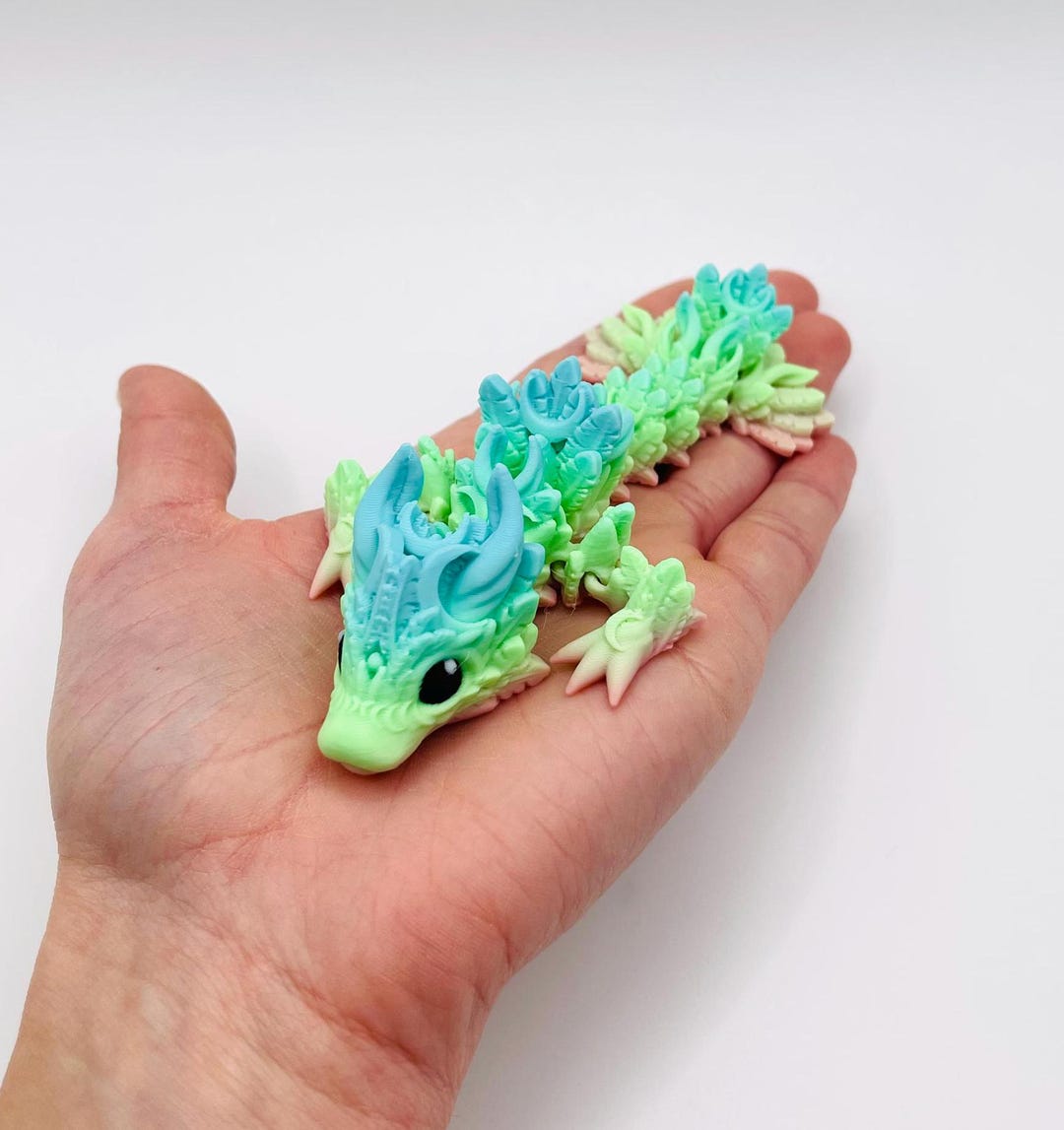 3D Printed Articulated Flexible Moon Dragon Rainbow Figurine Fidget Toy ...