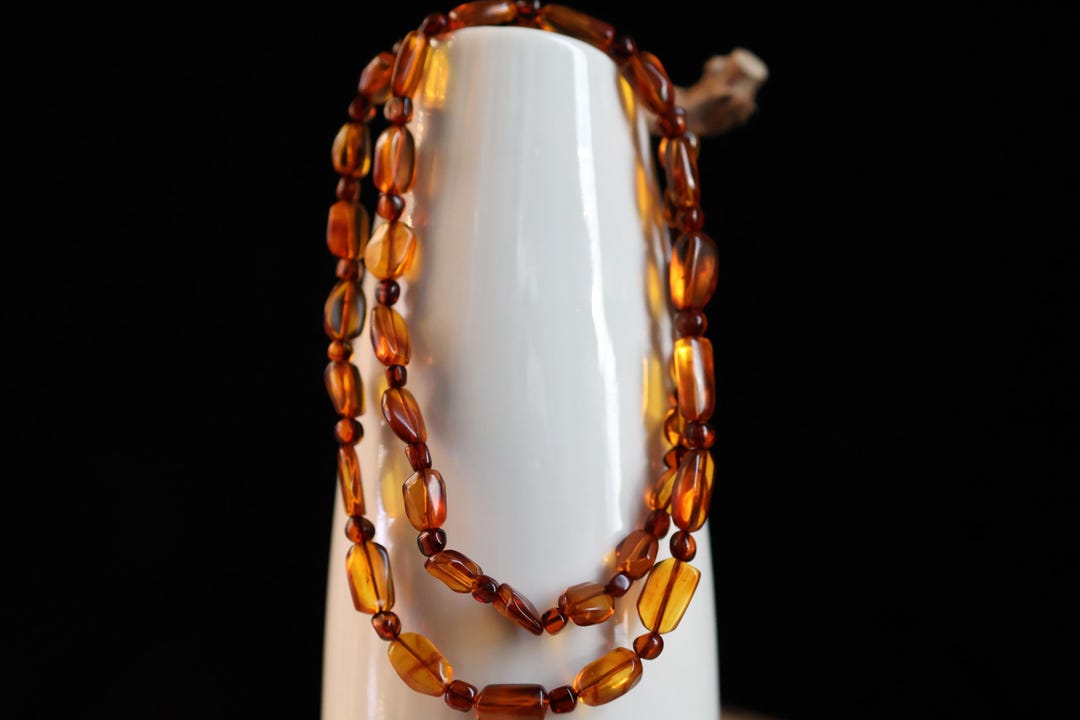 Original Blood Amber Necklace Raw Material Irregular Beads Vintage ...
