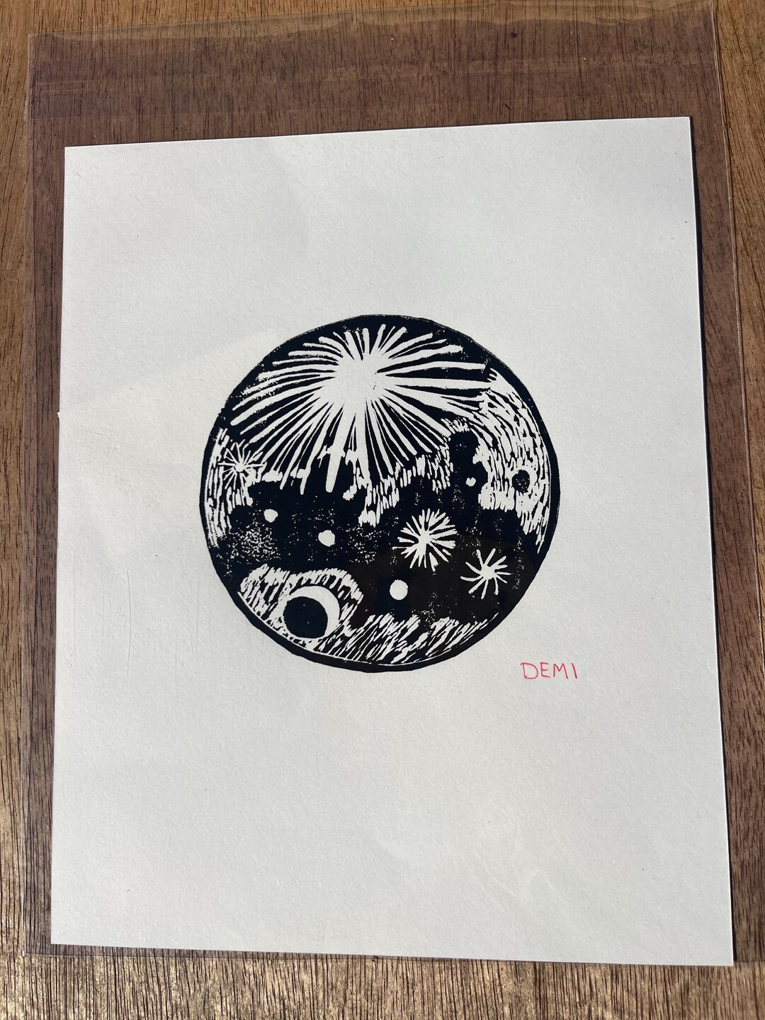 Moon Block Print 8 X 10 - Etsy