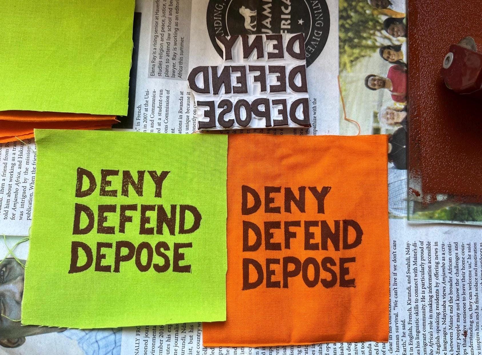 Deny Defend Depose Block Print Patch - Etsy