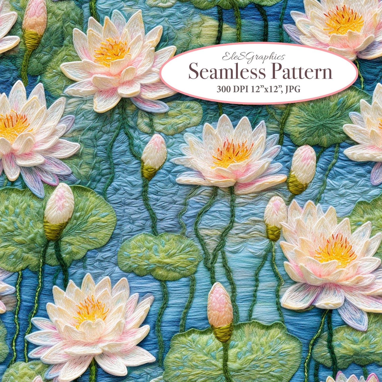 Floral Felted Lotus Flowers Seamless Pattern. Pastel 3D Felt Faux ...