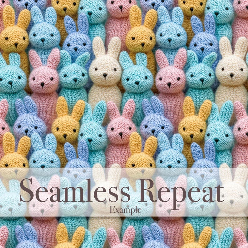 Cute Pastel Rabbits Bunny Seamless Pattern. Nursery Knitted Hares. 3D ...