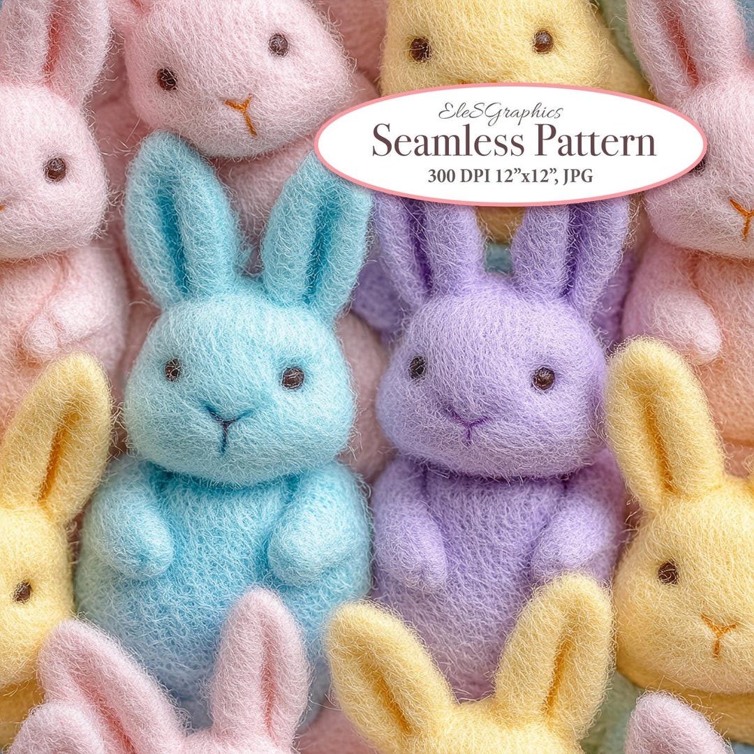 Cute Pastel Fluffy Rabbits. Nursery Baby Hare Bunny Knitted Felted Faux ...