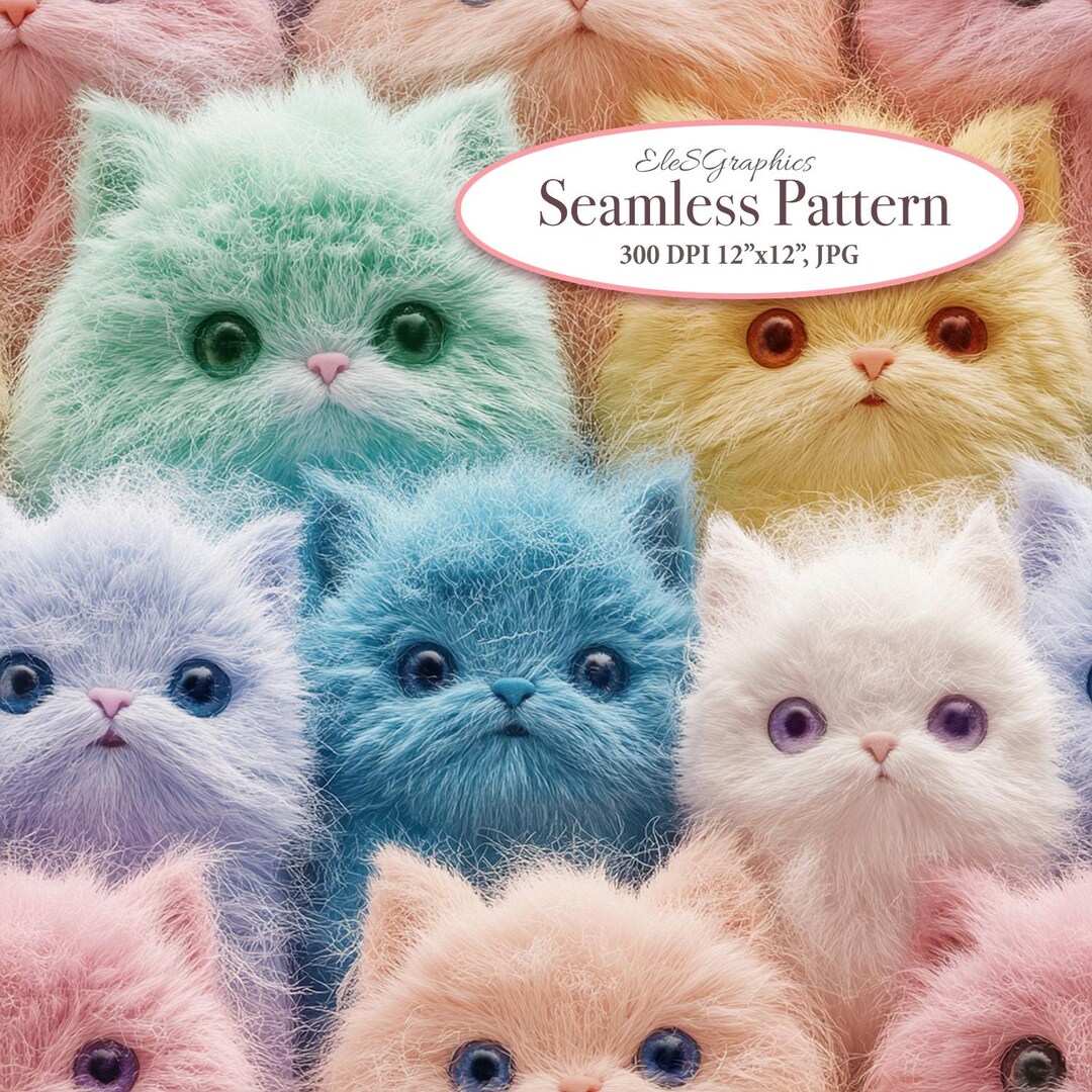 Cute Pastel Cats Kittens Seamless File. Cozy Felted Seamless Pattern ...