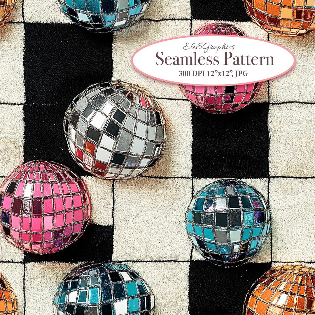 Disco Ball Retro Checkerboard Seamless Pattern. Checkered Faux ...