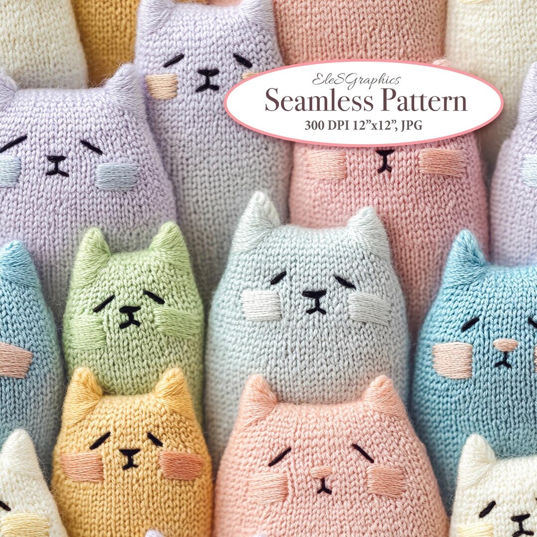 Cute Pastel Fluffy Cats Kittens. Nursery Baby Knitted Felted FAUX ...