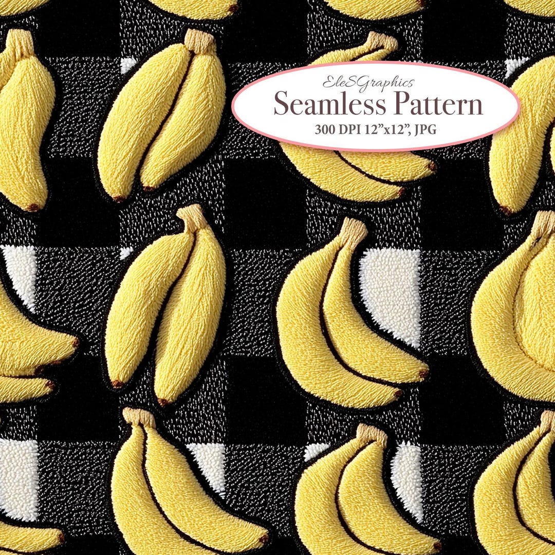 Banana Fruit Retro Checkerboard Seamless Pattern. Checkered Faux ...