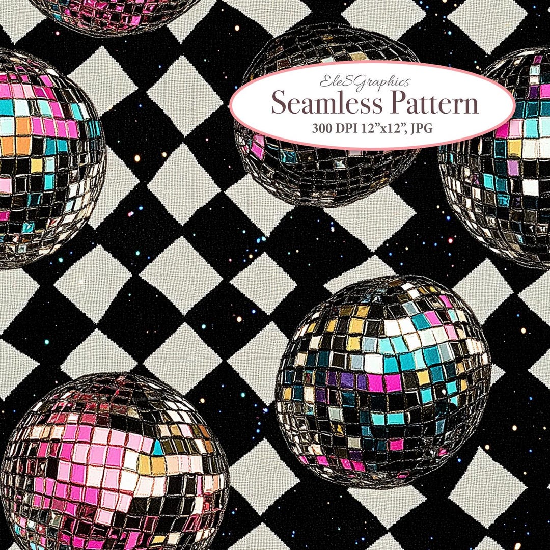 Disco Ball Retro Checkerboard Seamless Pattern. Checkered Faux ...