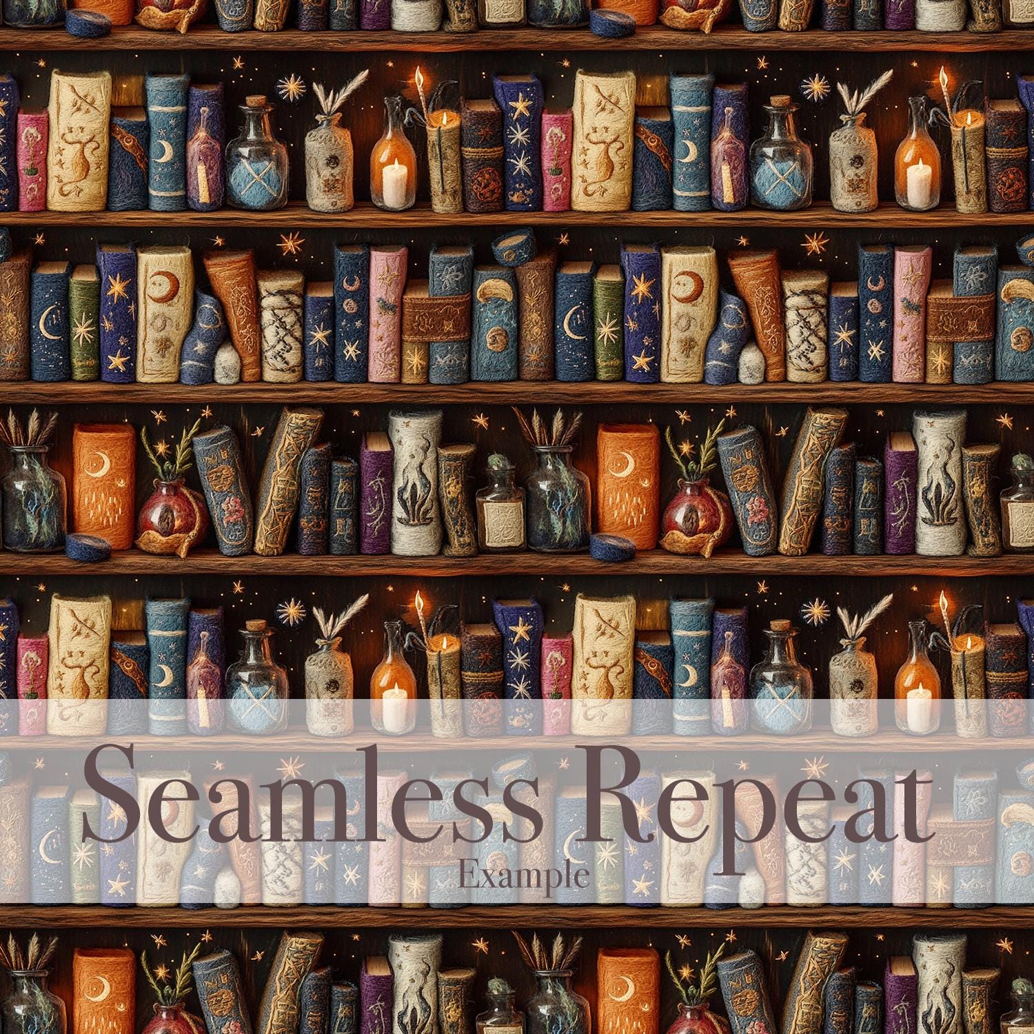 Felted Magic Library Books Seamless Pattern. Digital Download. Faux ...