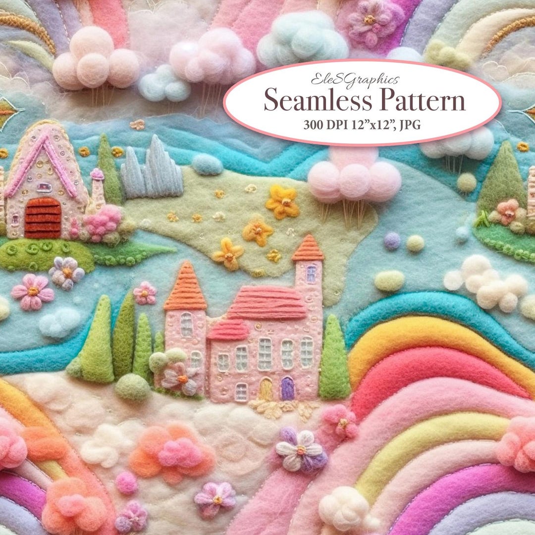 Candy Pink Sweet Fairy Princess Land Seamless Pattern.pastel 3D Knitted ...
